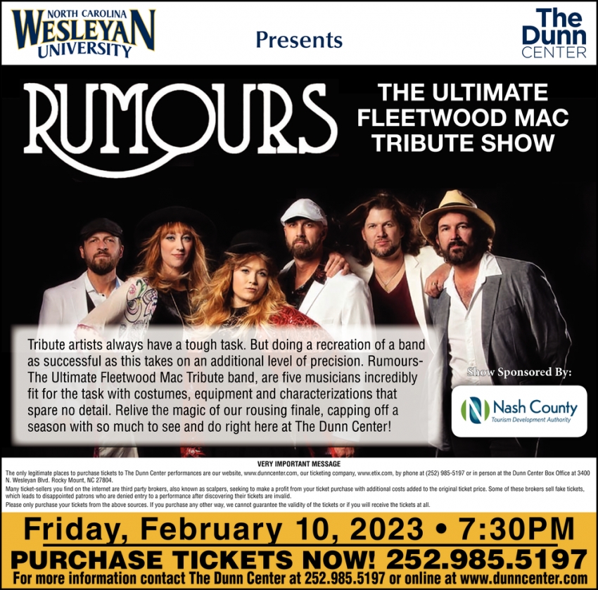 Rumours, The Dunn Center, Rocky Mount, NC
