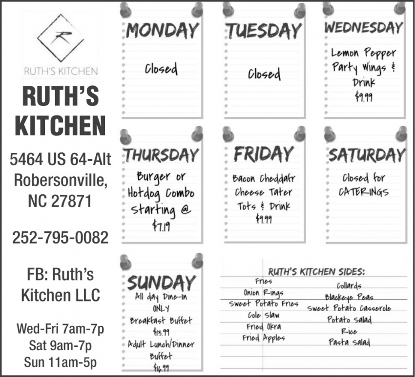 Sunday, Ruth's Kitchen, Robersonville, NC